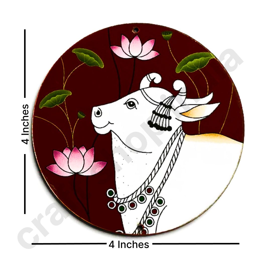 Maroon Pichwai Cow With Lotus Mdf – craftshopindia