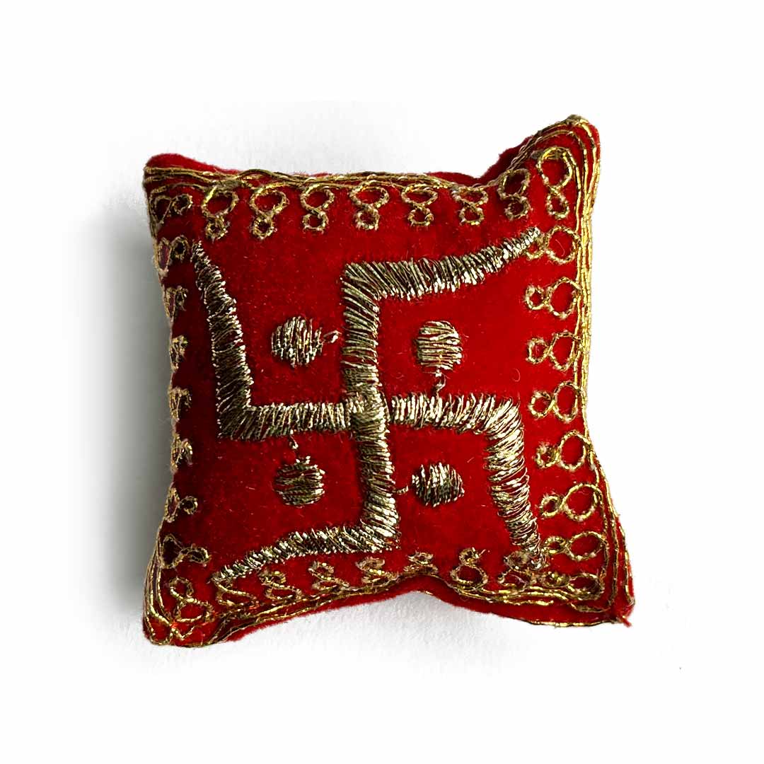 Velvet Red Color Swastick (Satiya) Pair Cushions – craftshopindia